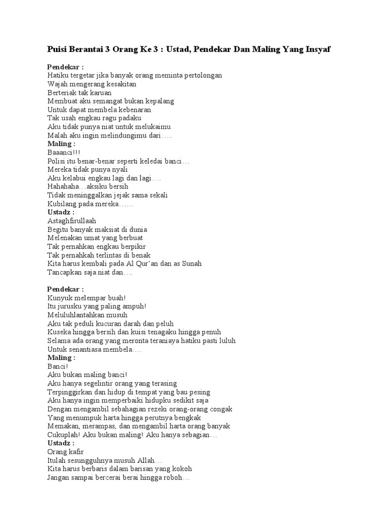 Puisi Berantai 3 Orang Ke 3 | PDF