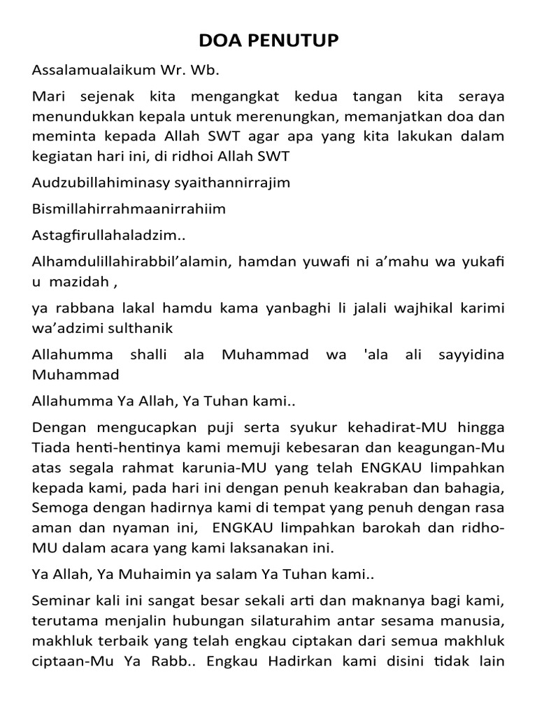 Doa Penutup Seminar | PDF