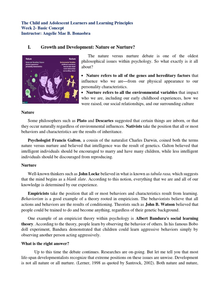 I. Growth and Development: Nature or Nurture? | PDF | Nature Versus ...