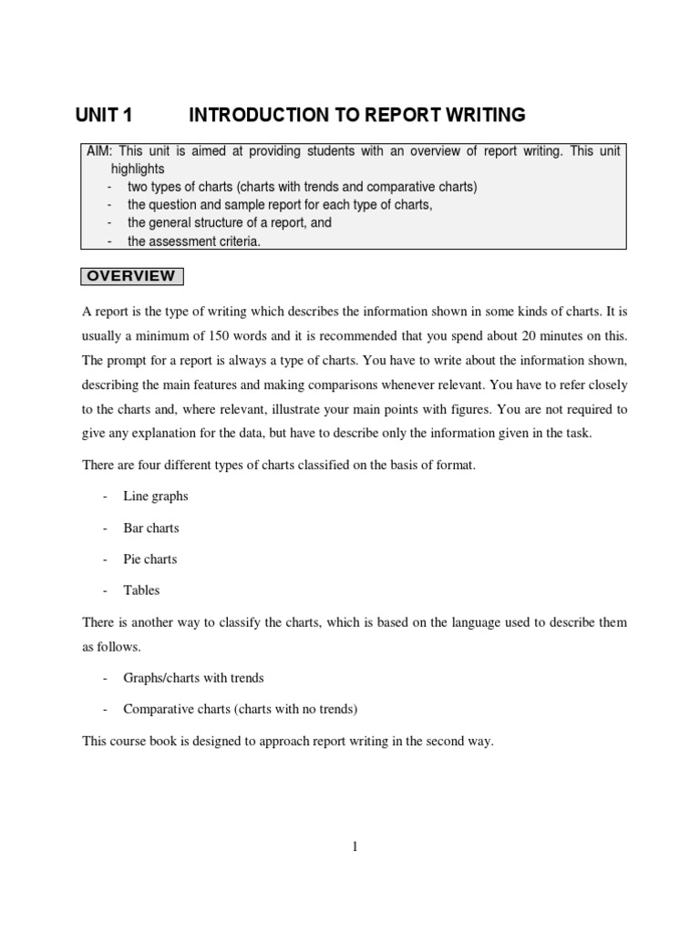 INTRO TO REPORT WRITING | PDF | Chart | Verb