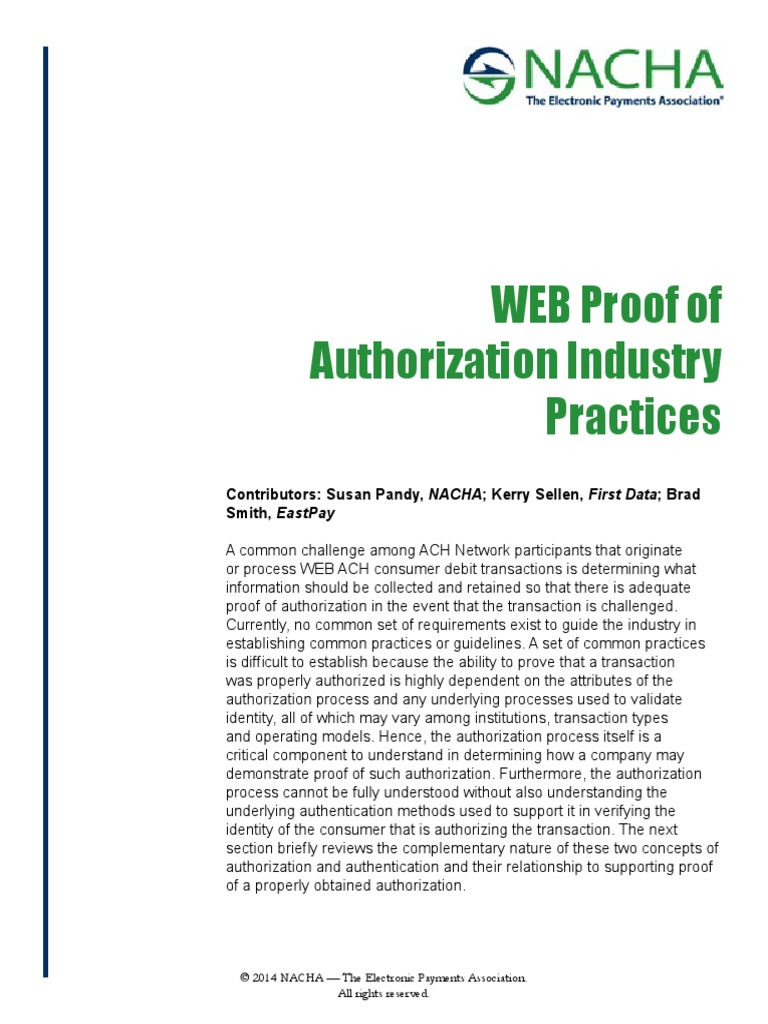 WEB Proof of Authorization Industry Practices | PDF | Authentication ...