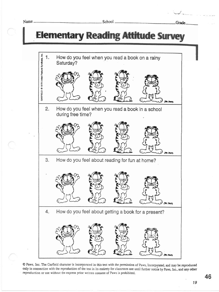 Elementary Reading Attitude Survey - Garfield | PDF