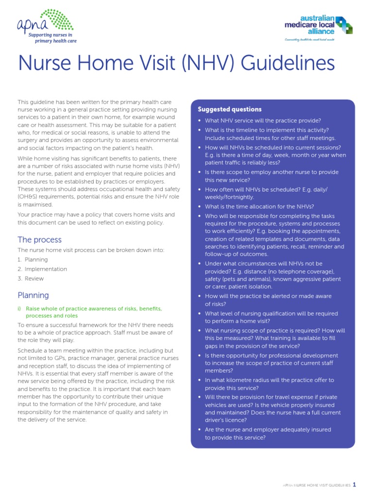 Nurse Home Visit Guidelines | PDF | Nursing | Caregiver