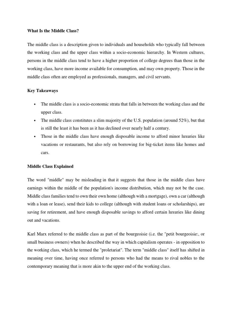What Is The Middle Class | PDF | Middle Class | Income