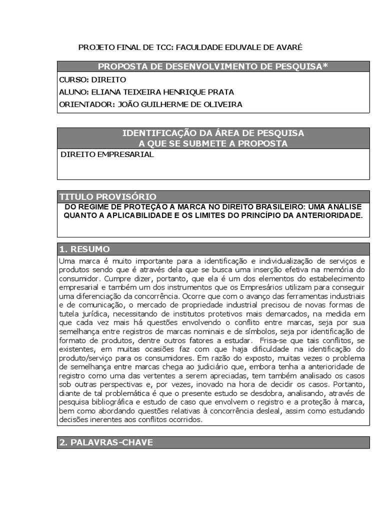 Pre Projeto TCC Eliana | PDF | Marca