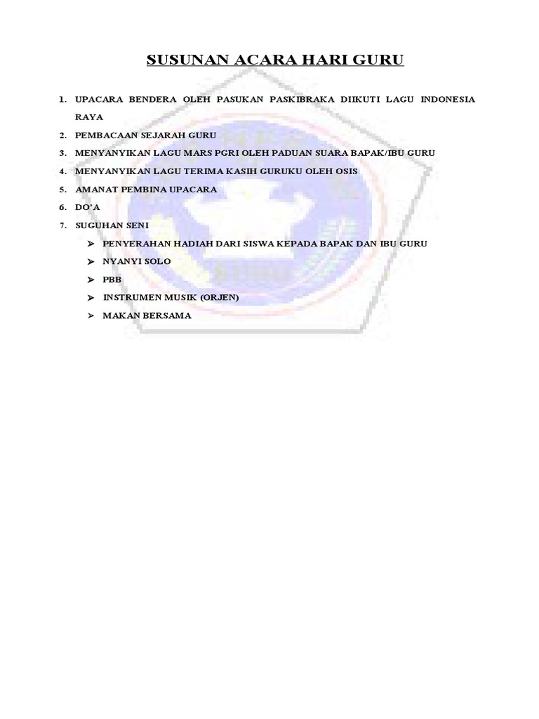 Susunan Acara Hari Guru | PDF