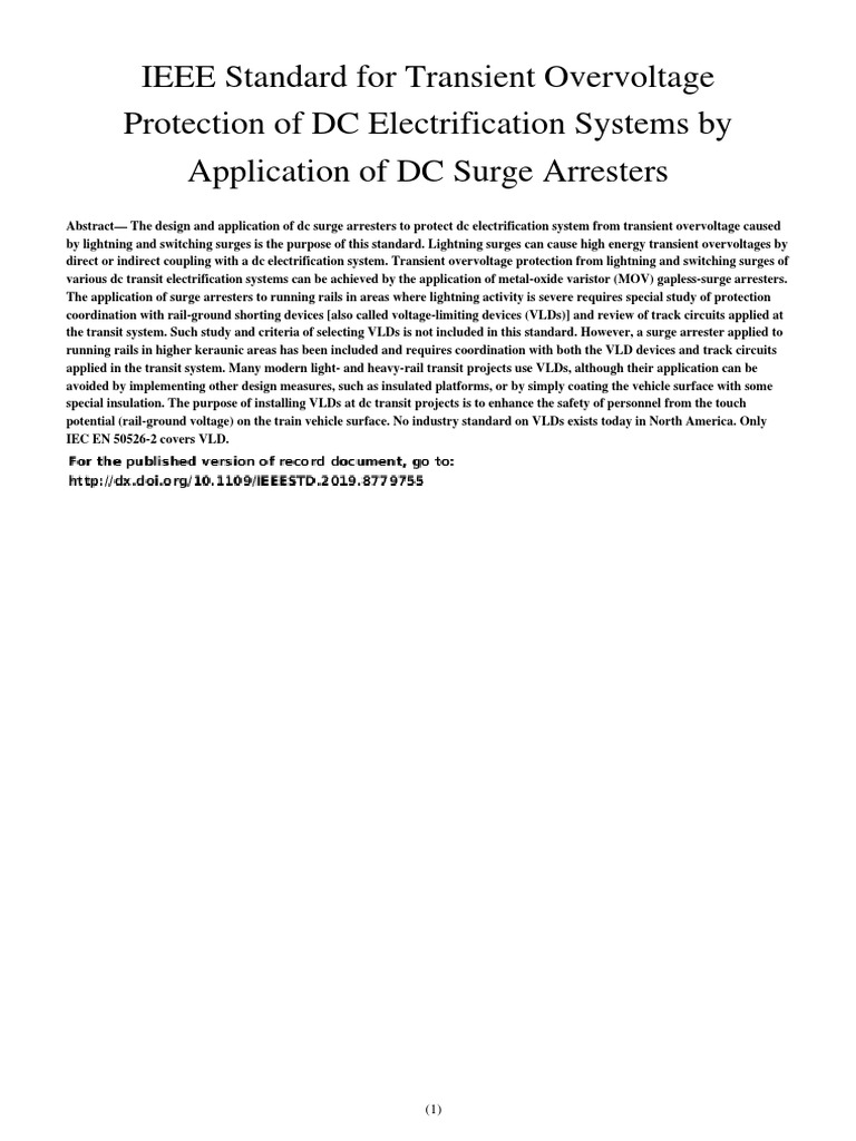 IEEE Standard For Transient Overvoltage Protection of DC ...