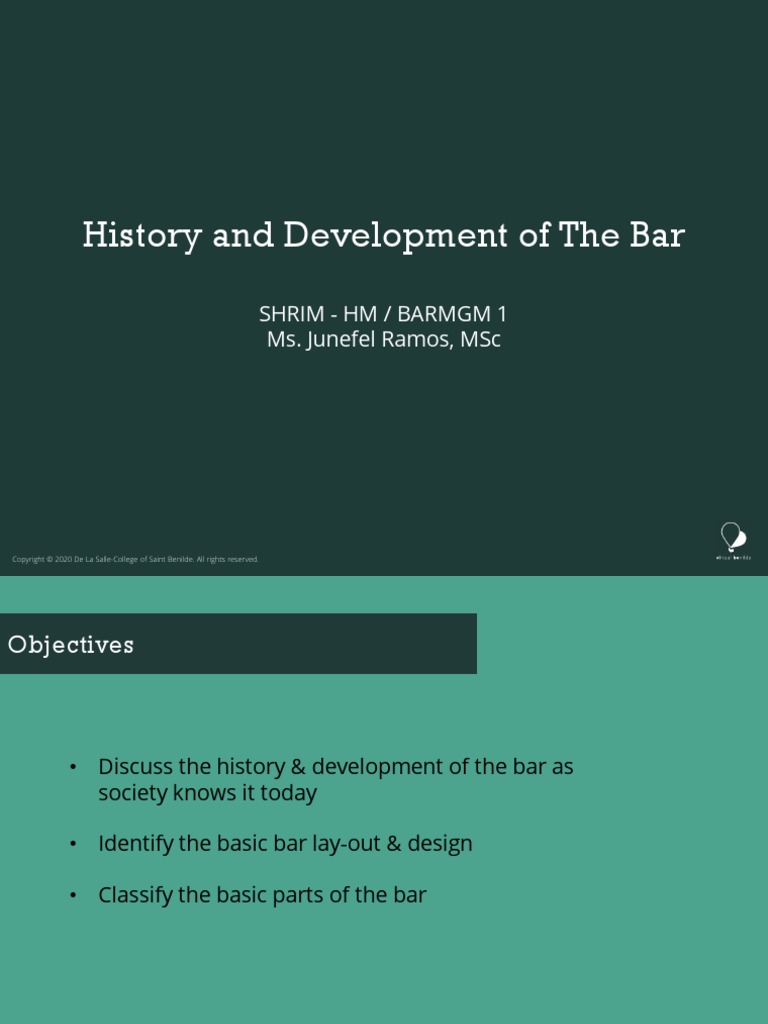 History and Development of The Bar | PDF | Pub | Tavern