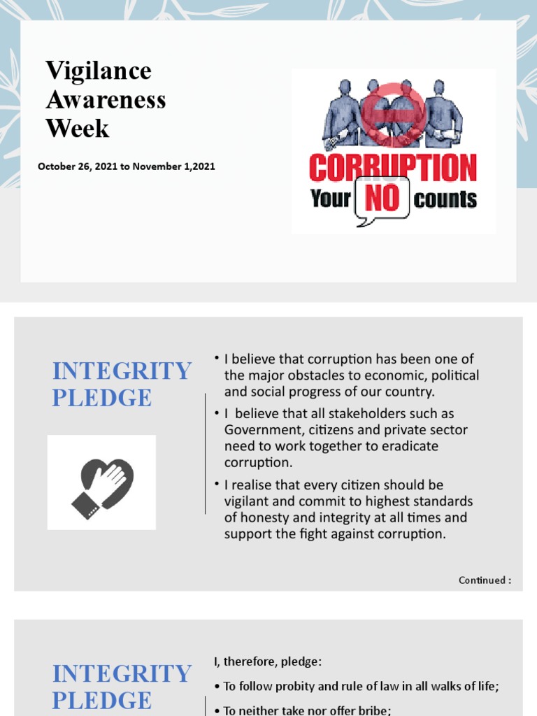 Integrity Pledge for Vigilance Week | PDF