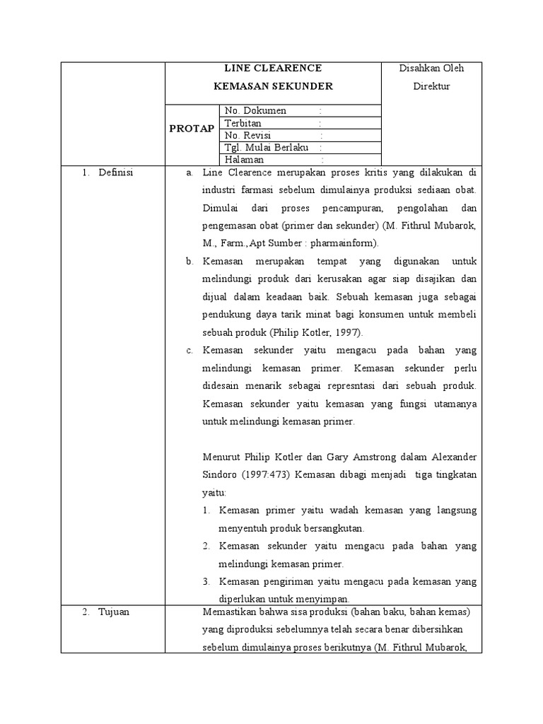 Kelompok 5 - Protap Line Clearance Kemasan Sekunder | PDF