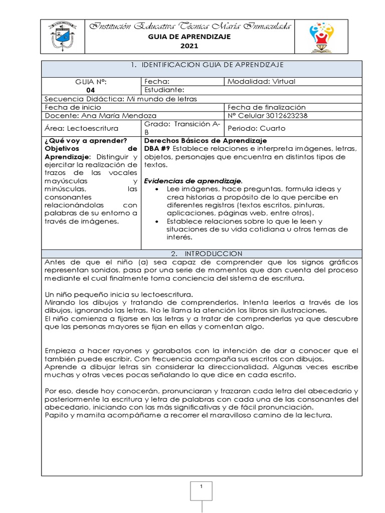 Aprendizaje de Lectoescritura Infantil | PDF | Evaluación | Aprendizaje