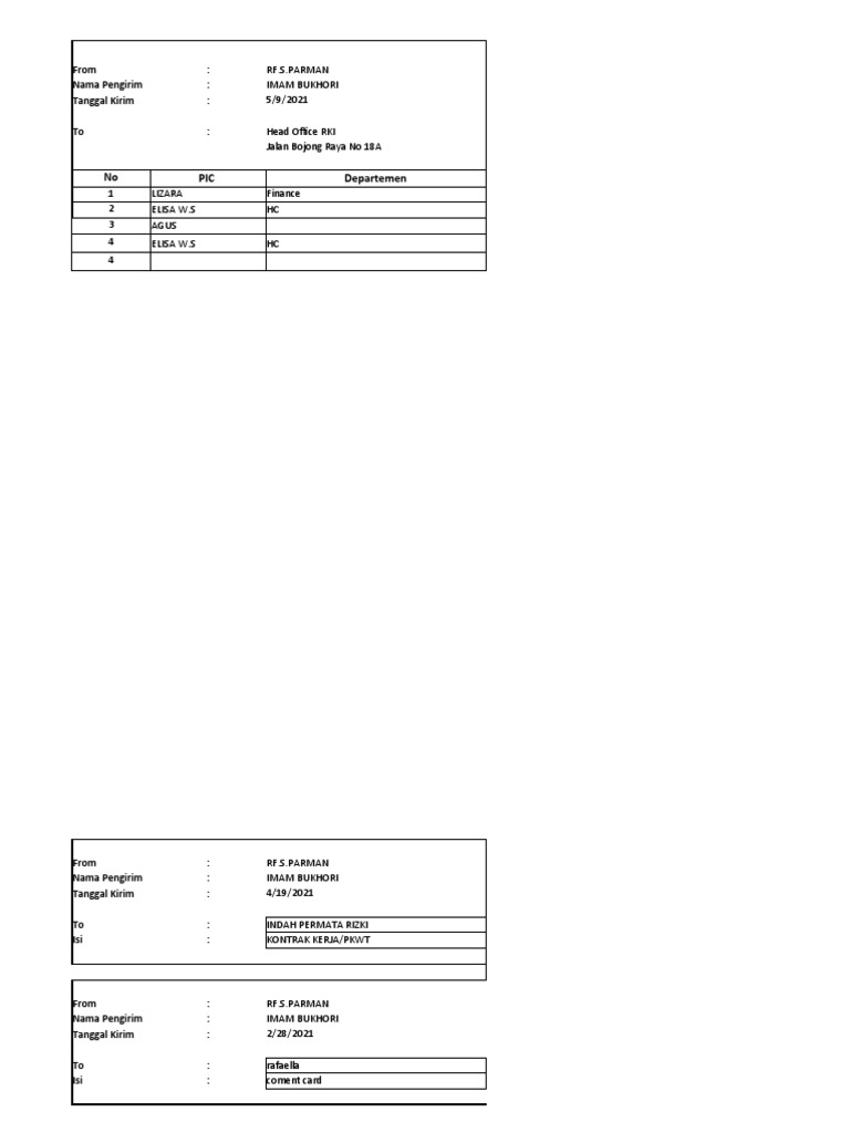 Template Kirim Dokumen | PDF