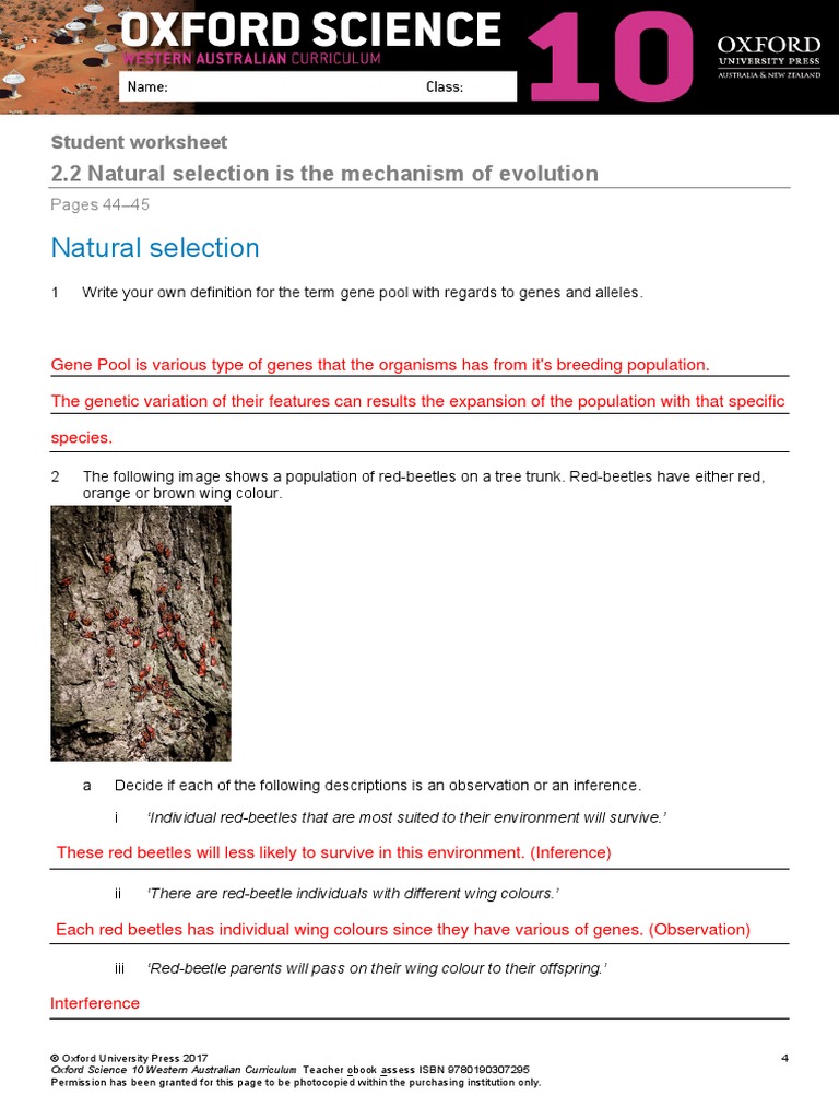 Oxford Science 10 Chpt2.2&2.3 | PDF | Evolution | Natural Selection