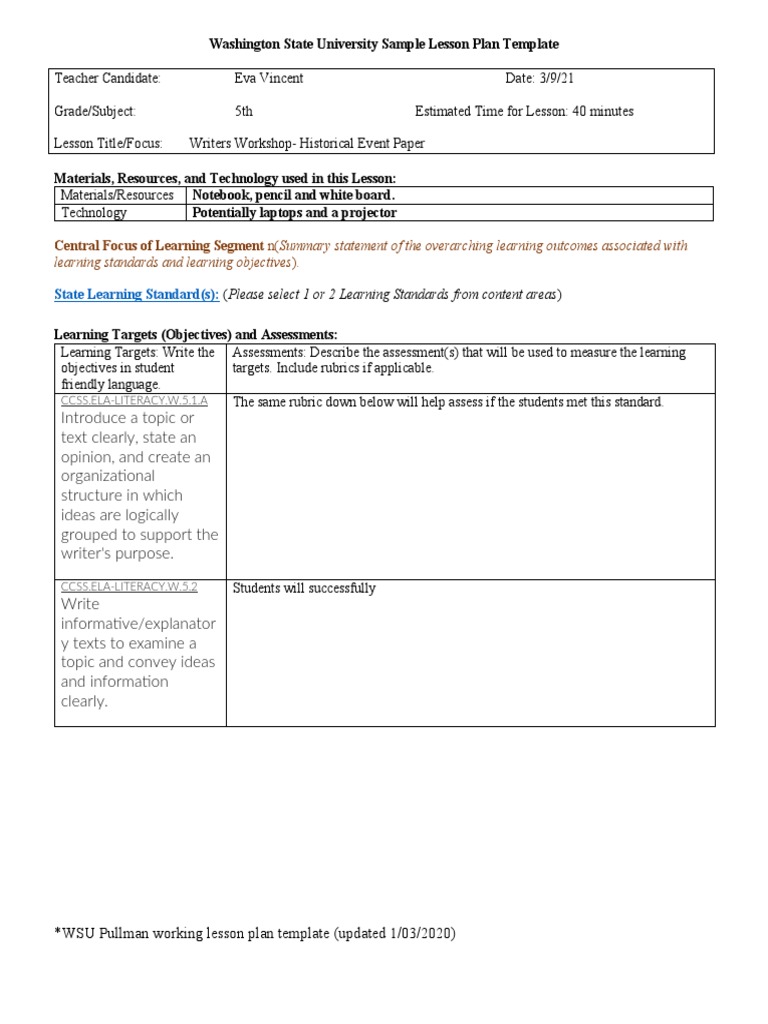 Writing Lesson Plan | PDF | Lesson Plan | Applied Psychology