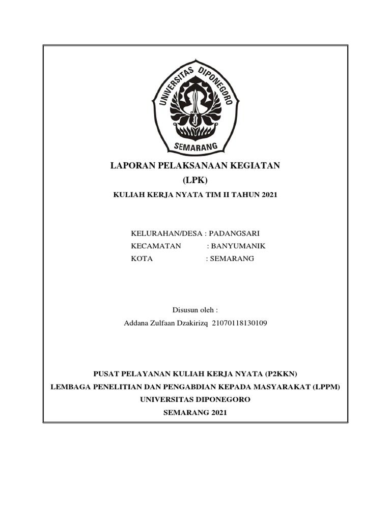 Laporan KKN 2021 Padangsari Semarang | PDF
