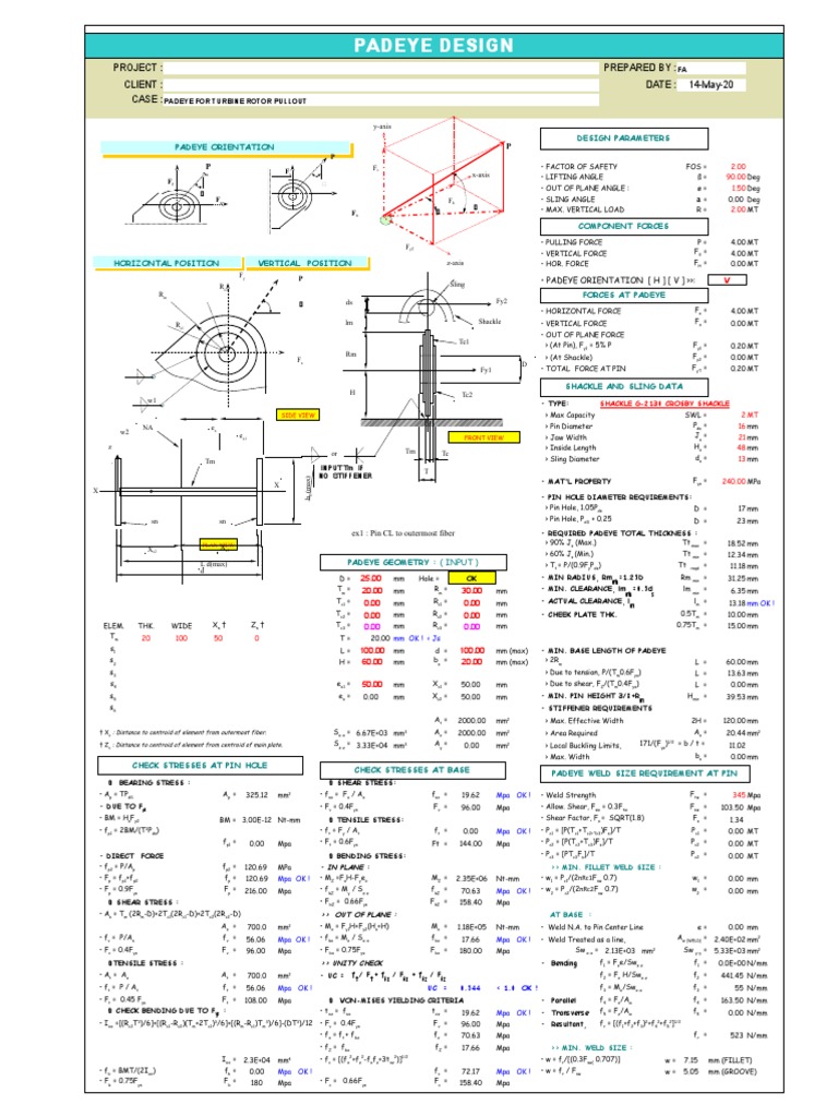 Padeye Calculation | PDF | Stress (Mechanics) | Physics