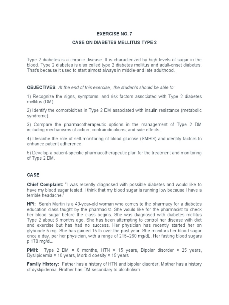 Diabetes Mellitus Type 2 Case Study | PDF | Diabetes | Diabetes Management