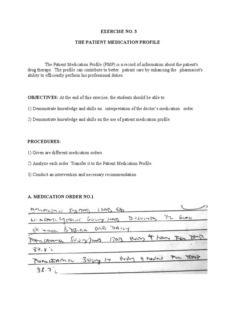Worksheet On Exercise No.3 Patient Medication Profile | PDF | Pharmacy ...
