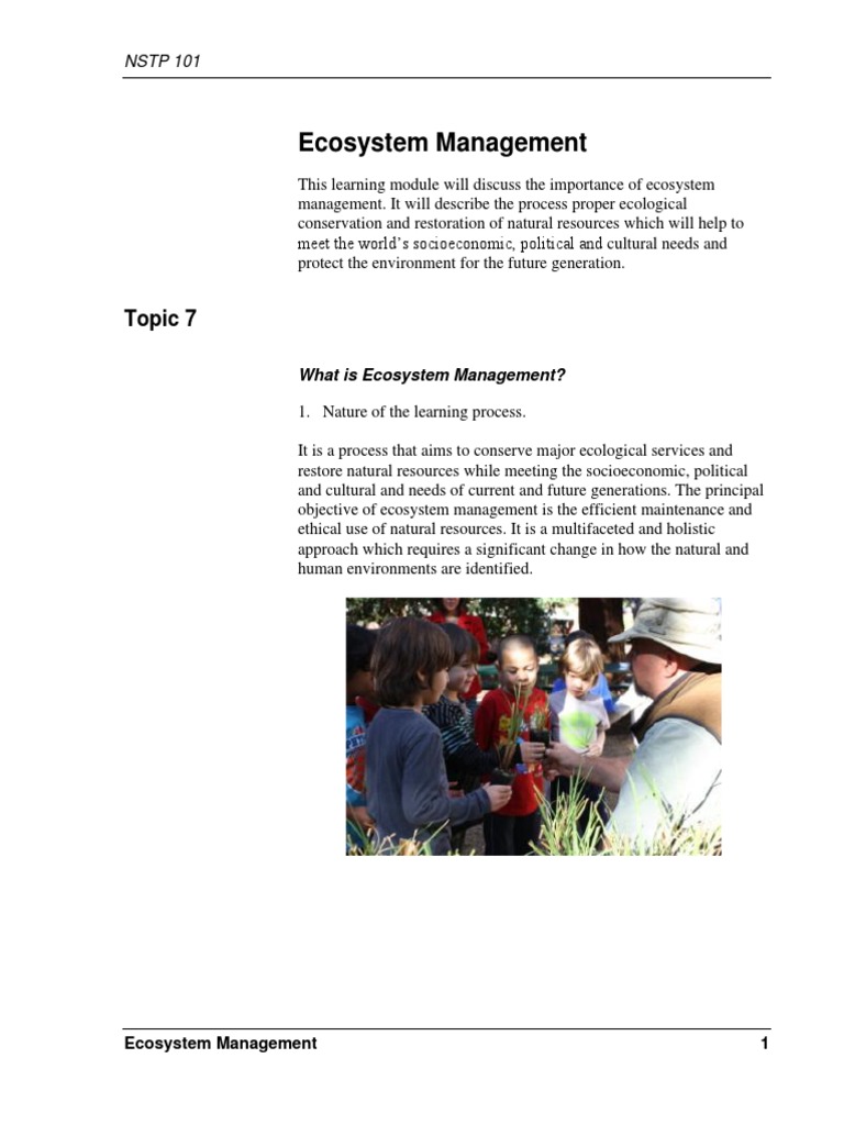 W9 Lesson 7 - Ecosystem Management - Module | PDF | Grassland | Ecosystem W9 Lesson 7 - Ecosystem Management - Module | PDF | Grassland | Ecosystem