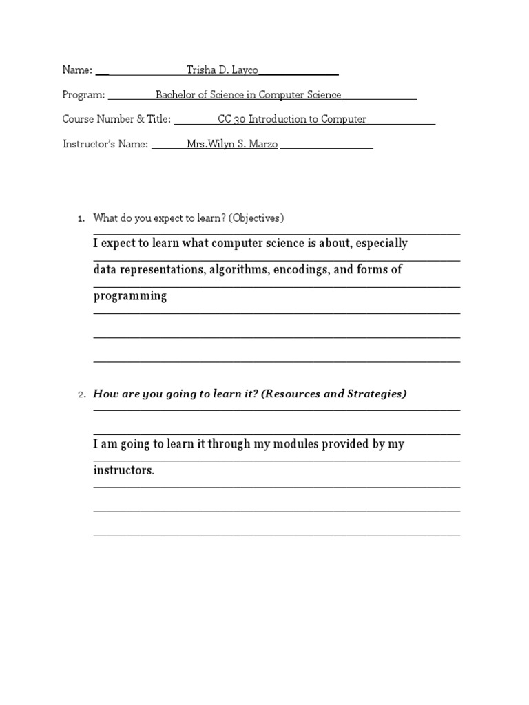 Students Learning Contract | PDF | Computer Science | Learning