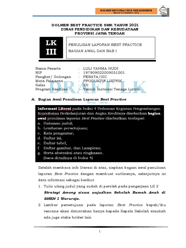 LK 3 PENULISAN LAPORAN BP (Perbaikan) | PDF