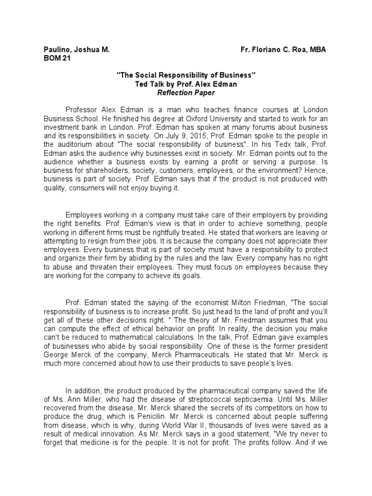 Business's Social Responsibility Explained | PDF | Employment ...