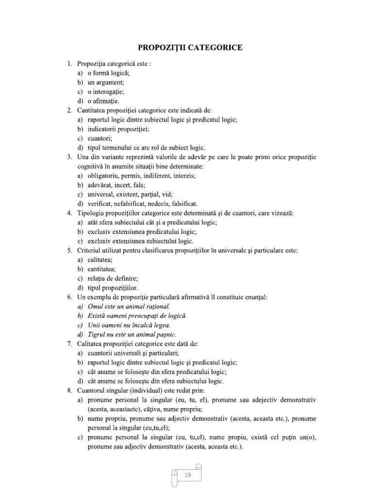 Propozitia Categorica | PDF