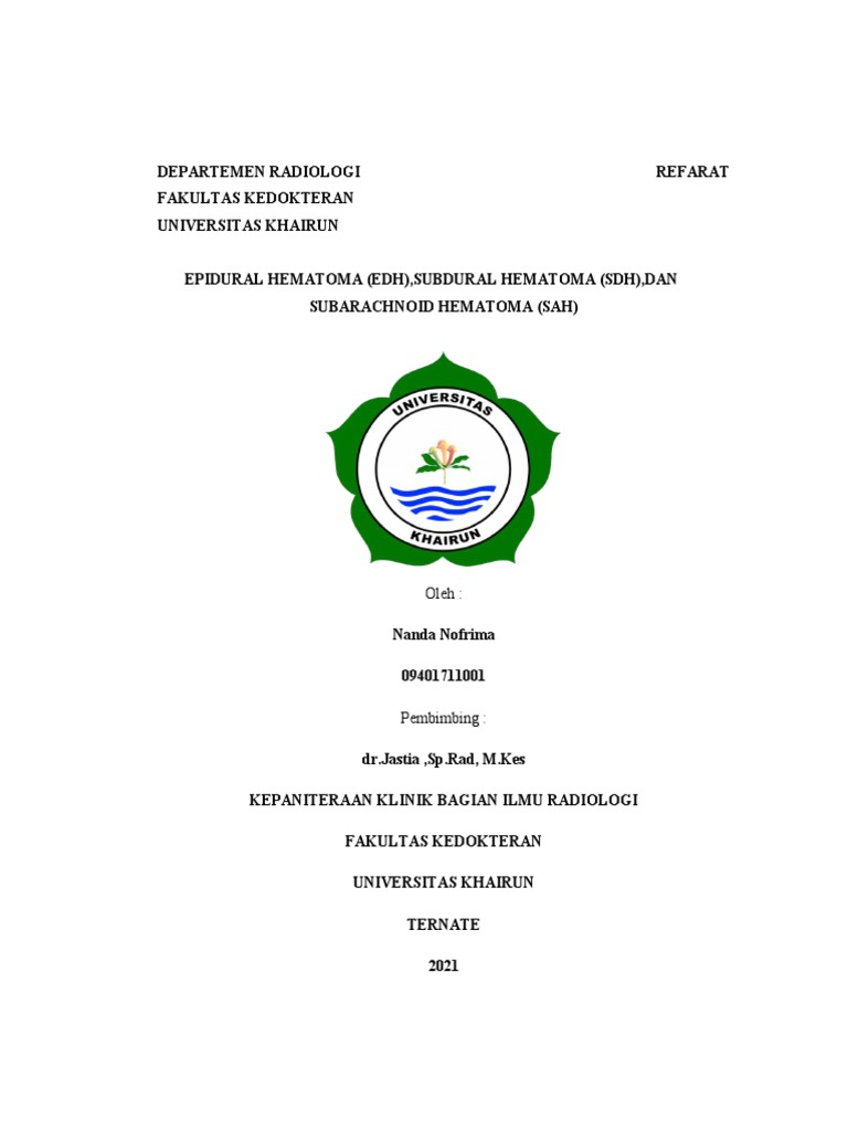 Hematoma Intrakranial: EDH, SDH, SAH | PDF | Kajian Bahasa Asing ...