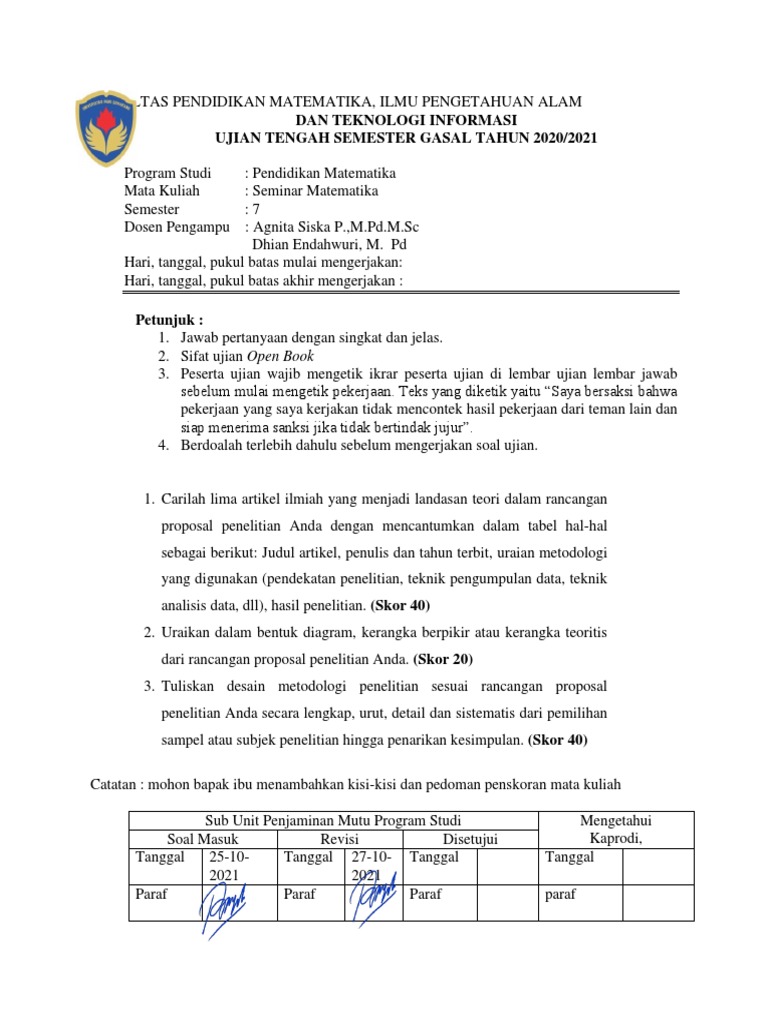 UTS Seminar Matematika | PDF | Karier & Perkembangan | Seni
