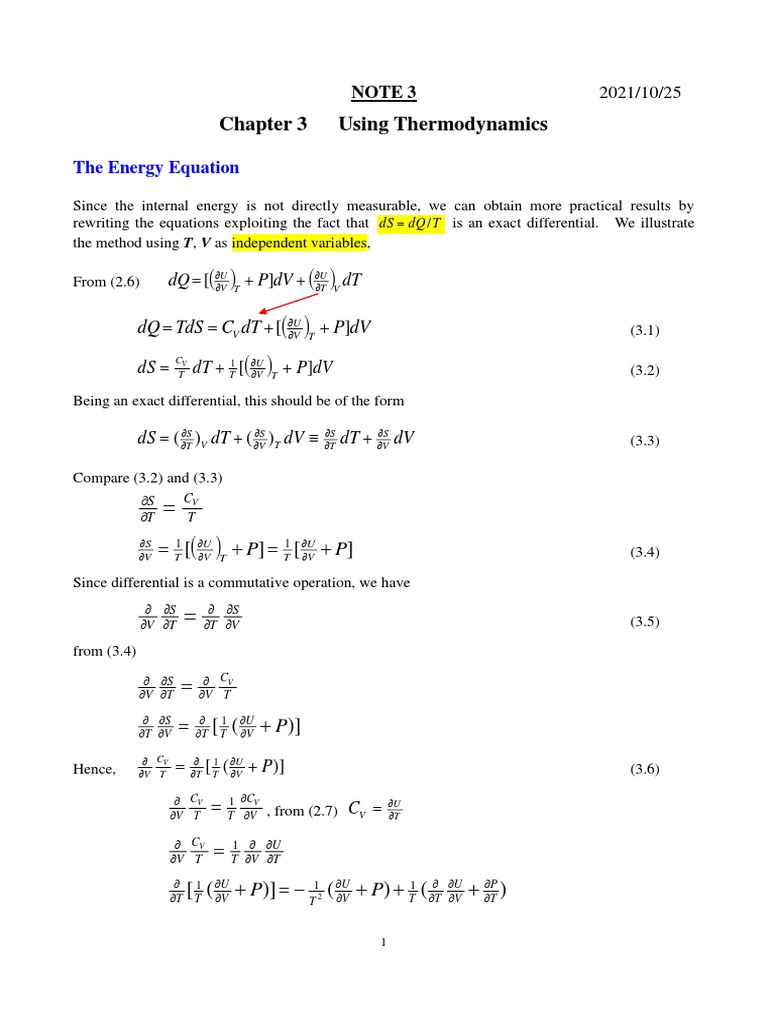 Chapter 3 Using Thermodynamics: The Energy Equation | PDF | Heat | Entropy