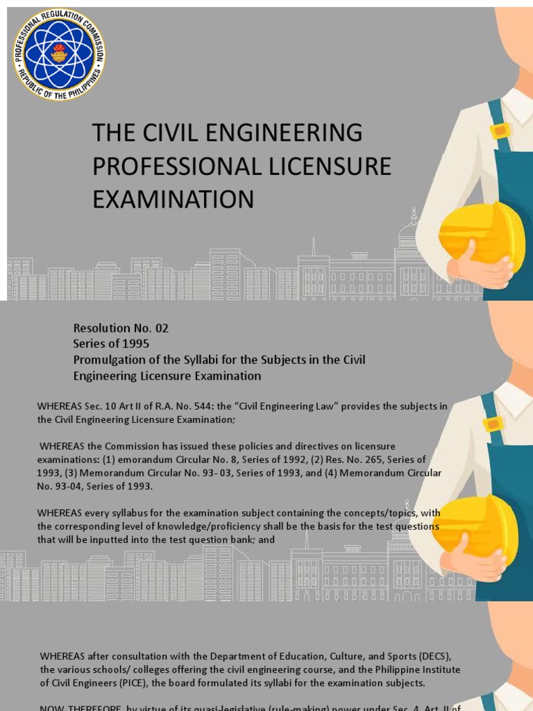 Civil Engineering Licensure Examination, PD 1096 | PDF | Equations ...