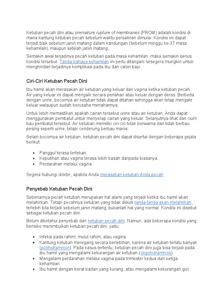 Ketuban Pecah Dini | PDF