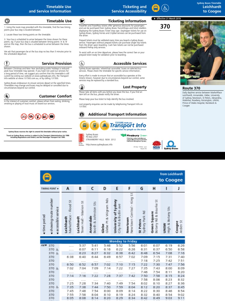370 Bus Timetable | PDF | Bus | Ticket (Admission)