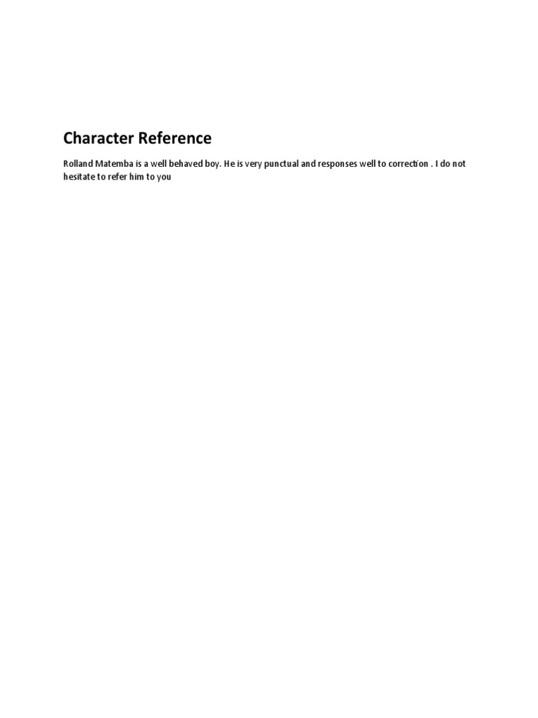 Character Reference | PDF