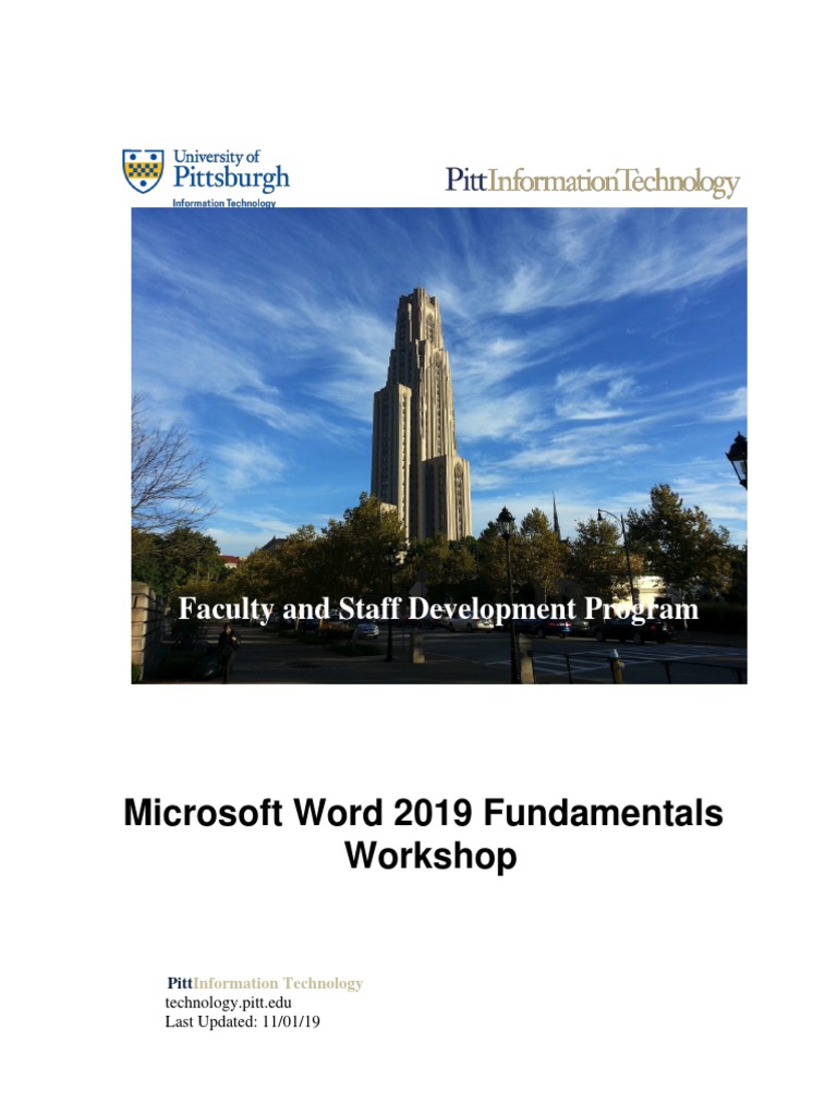 Word 2019 Fundamentals Workshop Guide | PDF | Microsoft Word | Window ...