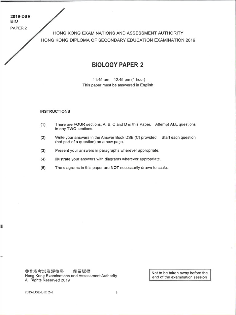 2019 DSE Bio Paper 2 | PDF