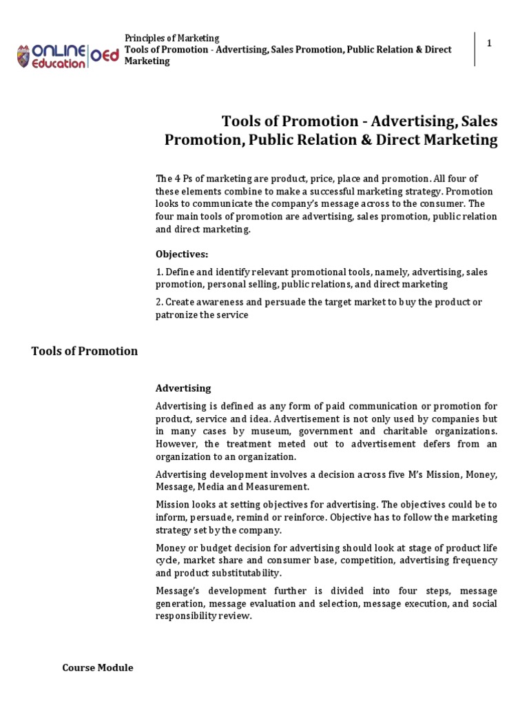 Week 014 Module Tools of Promotion - Advertising, Sales Promotion ...