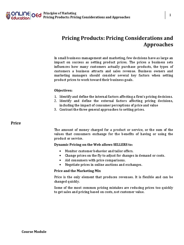 Week 012-Module Pricing Considerations and Approaches | PDF | Pricing ...