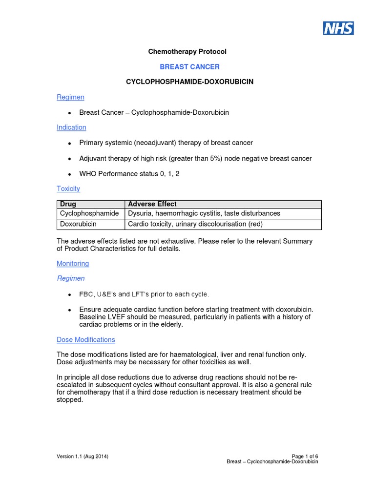 Cyclophosphamide-Doxorubicin Protocol | PDF | Chemotherapy | Therapy