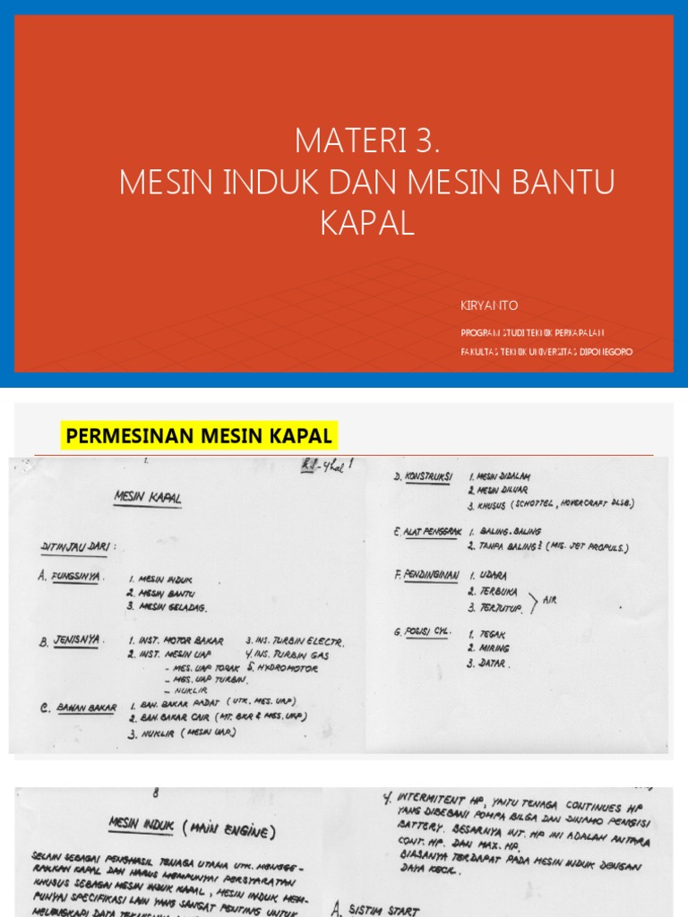 Materi 3. Mesin Induk Dan Mesin Bantu Kapal | PDF