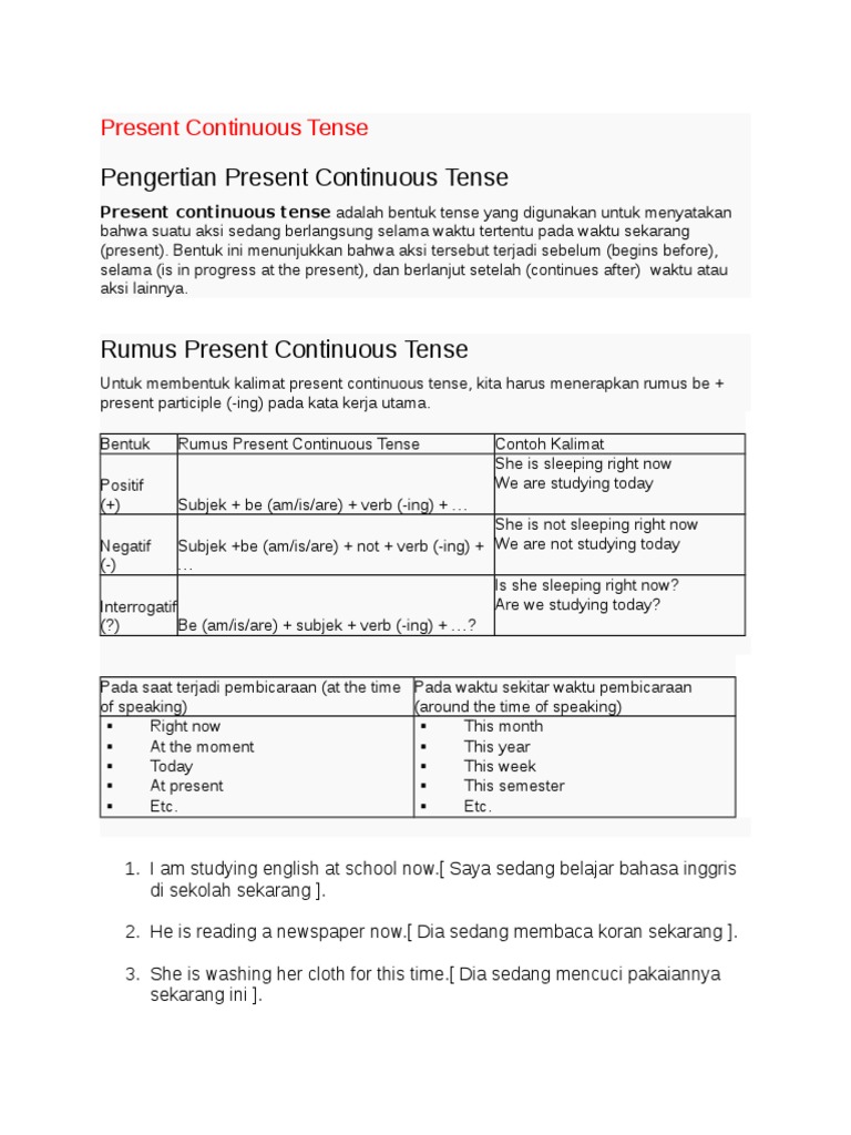 Present Continuous Tense | PDF