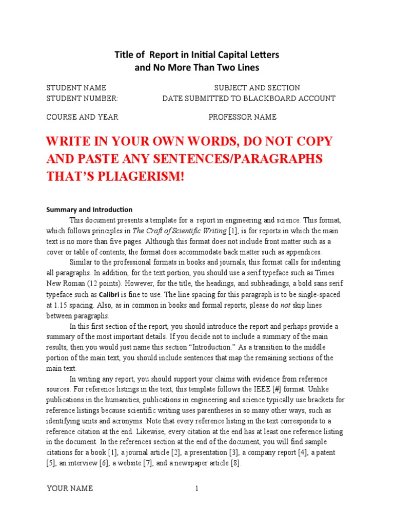 Student Report Template | PDF | Paragraph | Typefaces