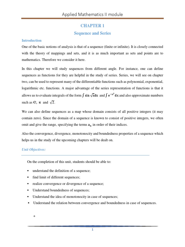 Applied Mathematics II Module 1 | PDF | Sequence | Summation