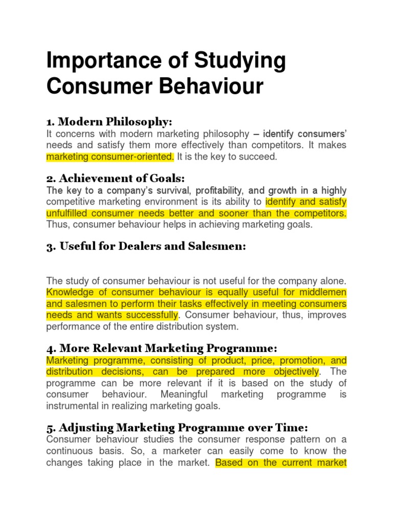 Importance of Studying Consumer Behaviour: 1. Modern Philosophy | PDF ...