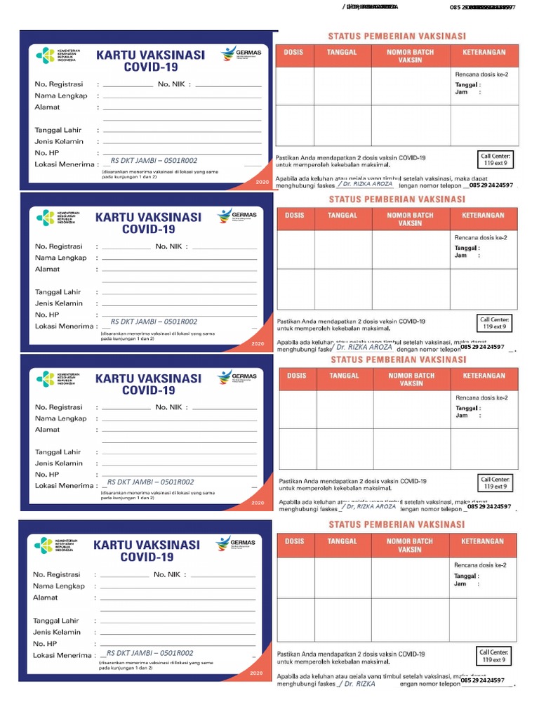 KARTU VAKSIN Manual LENGKAP | PDF