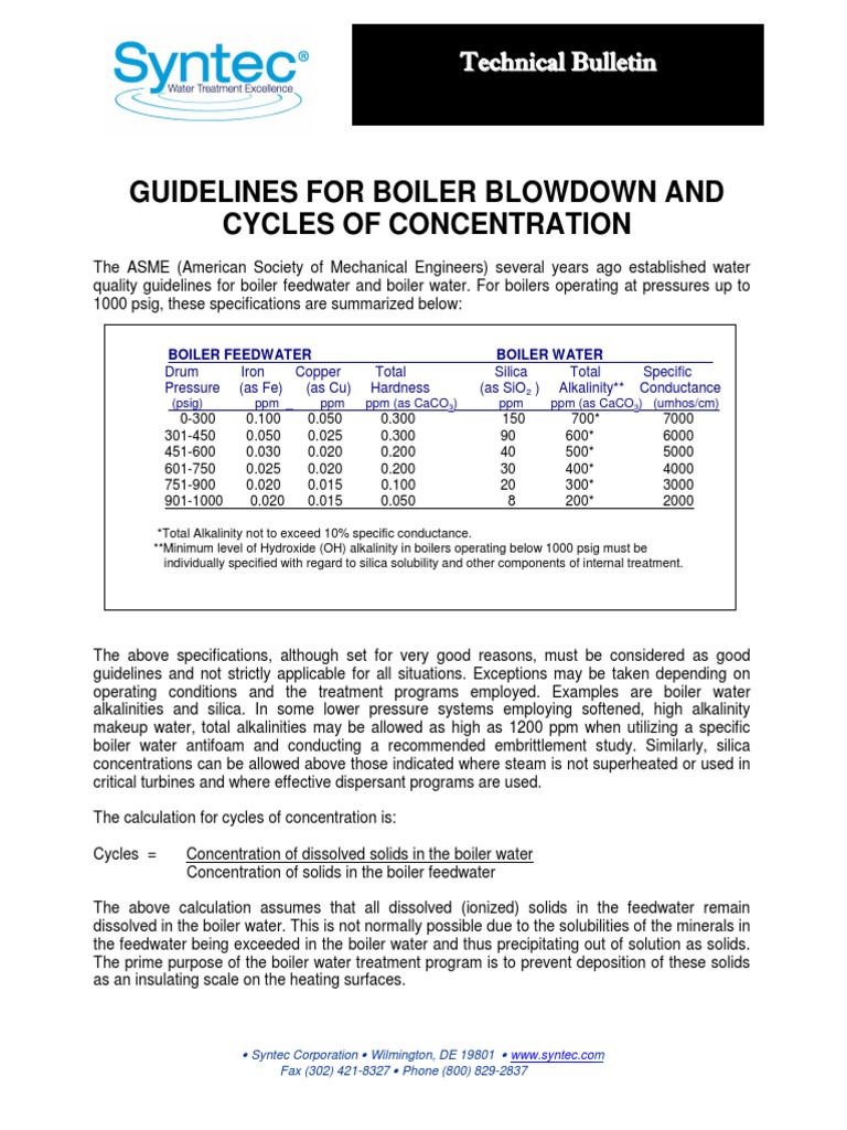 Boiler Blowdown and Concentration Guidelines | PDF | Boiler | Water