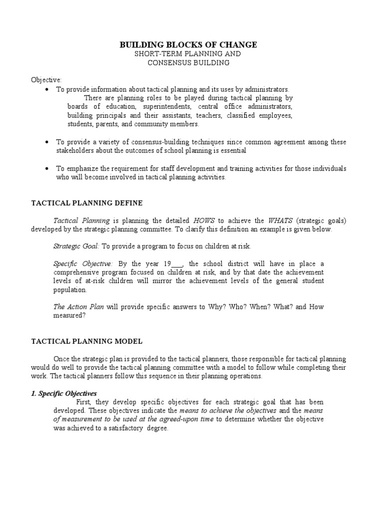 Building Blocks of Change | PDF | Consensus Decision Making | Goal