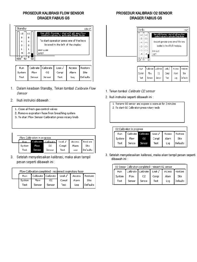 Prosedur Kalibrasi Drager Fabius GS | PDF