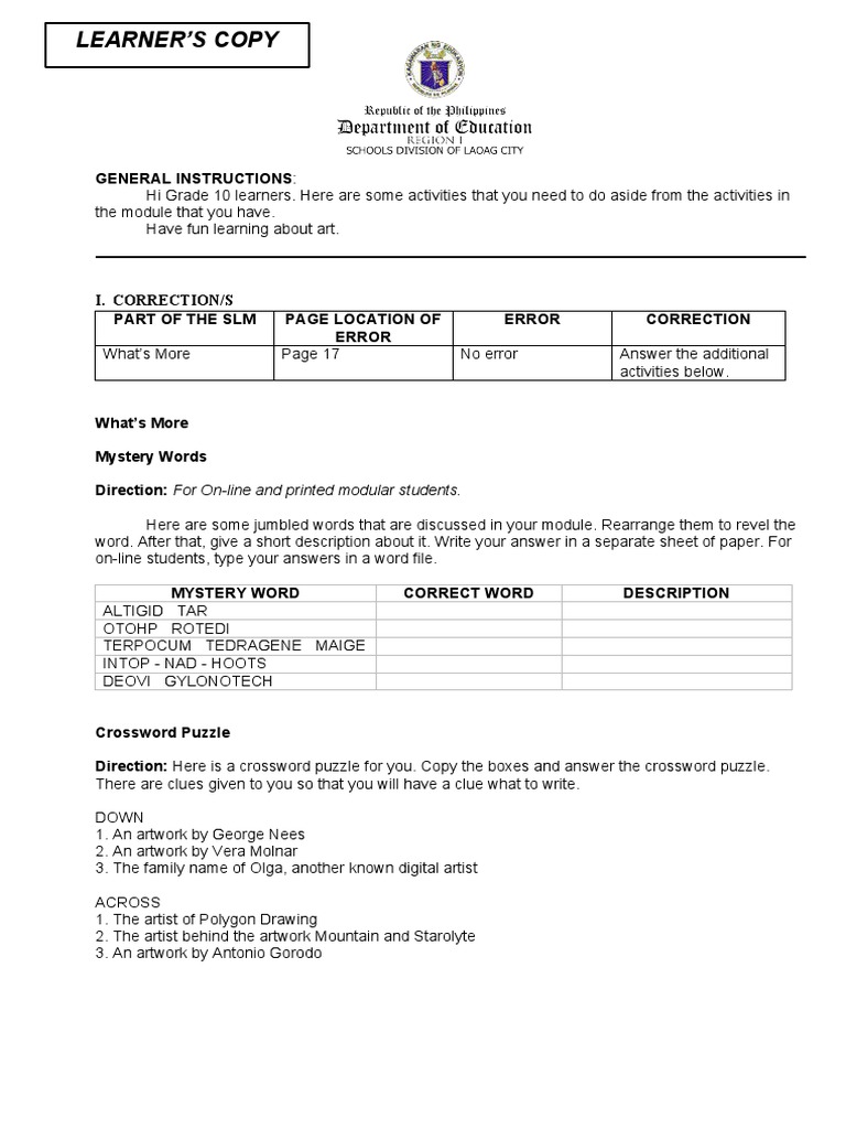 Grade 10 Technology-Based Art Activities | PDF | Art