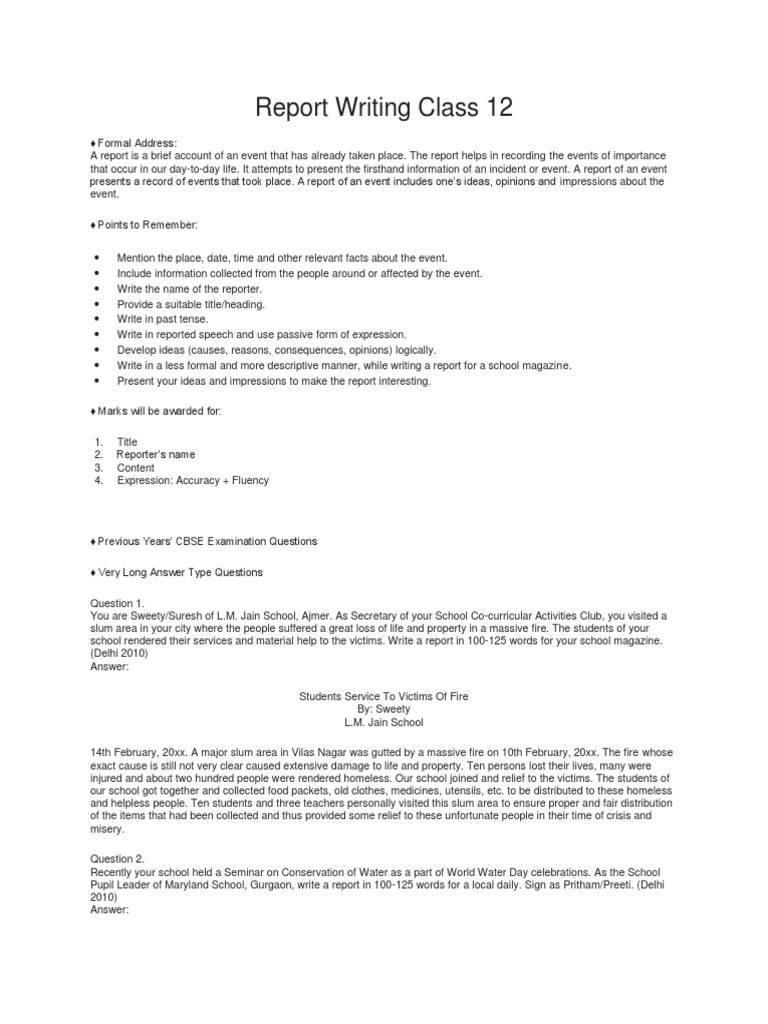 Report Writing Class 12 | PDF | First Aid | Cruelty To Animals